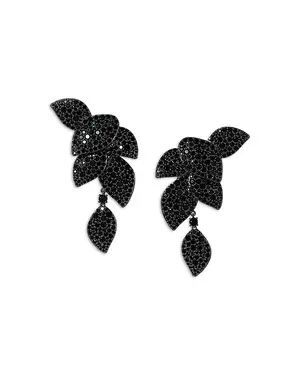 Nadri Starlet Crystal Leaf Linear Earrings - Black
