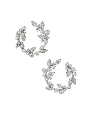 Nadri Ravish Front To Back Hoop Earrings - Silver