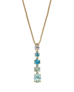 Nadri Natural Beauty Y Pendant Necklace - Blue/gold