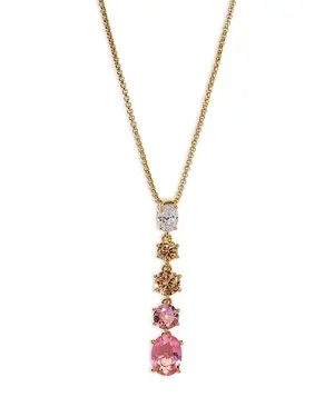 Nadri Natural Beauty Y Pendant Necklace - Pink/gold