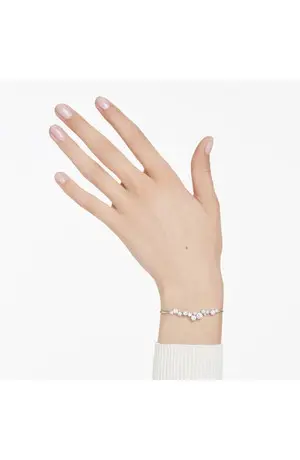 SWAROVSKI Constella Crystal & Faux Pearl Slider Bracelet - White Gold