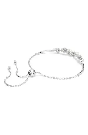 SWAROVSKI Constella Crystal & Faux Pearl Slider Bracelet - White Gold