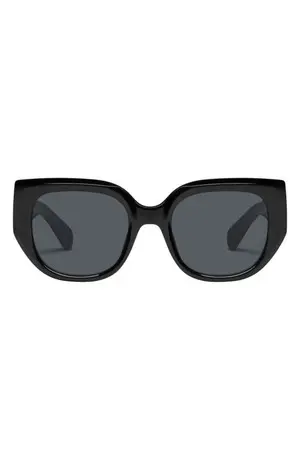Quay Busy Busy 53mm Square Sunglasses - Black/ Smoke
