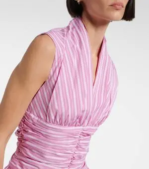 PATOU Bloomer Striped Cotton Minidress - Pink