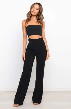 PETAL & PUP Burland Wide Leg Pants - Black