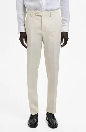Mango Slim Fit Suit Pants - Ivory White