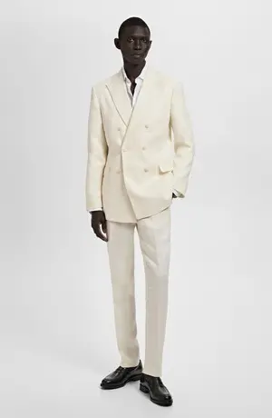Mango Slim Fit Suit Pants - Ivory White