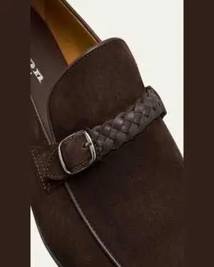 Kiton Suede Braided Leather Loafers