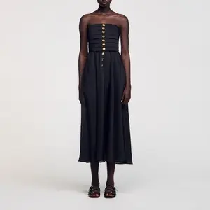 Sandro Lyocell Maxi Bustier Dress