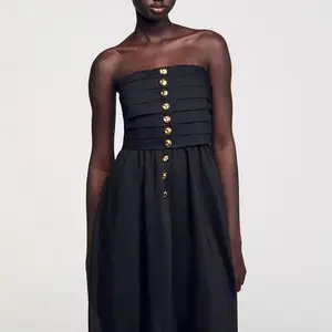 Sandro Lyocell Maxi Bustier Dress