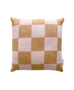 MAISON DEUX Checkerboard Cushion Cover - Brown