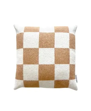 MAISON DEUX Checkerboard Cushion Cover - Light Brown