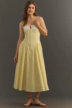 EXTRO & VERT Susana Sleeveless Corset Pleated Midi Dress