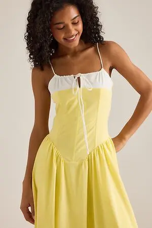 EXTRO & VERT Susana Sleeveless Corset Pleated Midi Dress