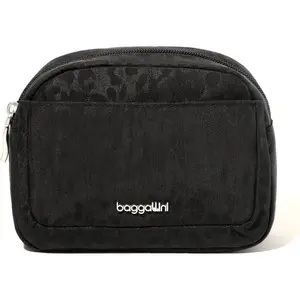 BAGGALLINI Small Pocket Cosmetic Pouch - Black Cheetah Emboss