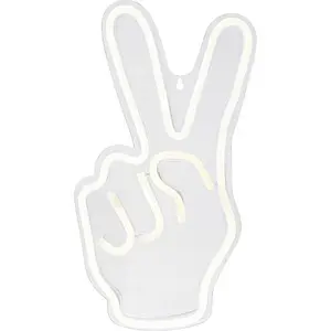 NORTHLIGHT Led Peace Sign Hand Neon Lighted Wall Art15" - White