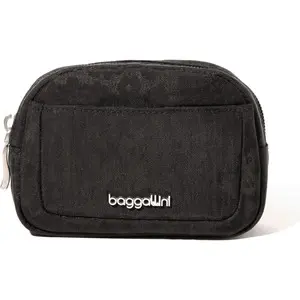 BAGGALLINI Mini Pocket Cosmetic Bag Black Cheetah Emboss