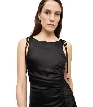 GANNI Satin Long Dress - Black