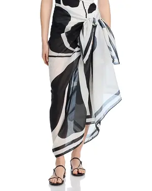 CALA DE LA CRUZ Luana Sarong Swim Cover-up Camelliabw
