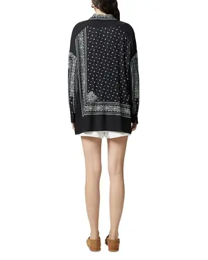 Pinko Printed Drawstring Hem Blouse