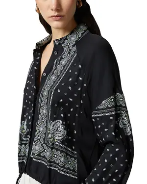 Pinko Printed Drawstring Hem Blouse