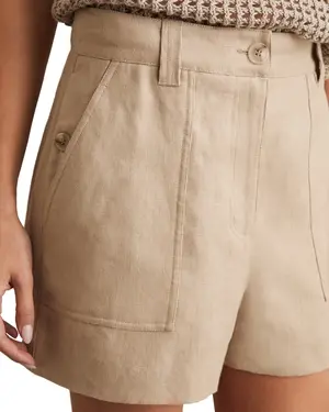 REISS Ashby Linen Shorts - Neutral