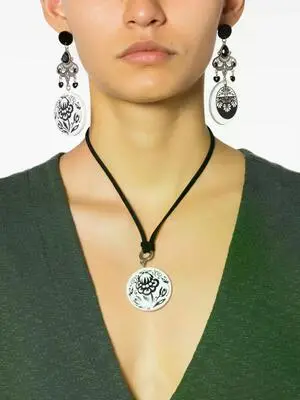 AMIR SLAMA Floral Pendant Necklace And Drop Earrings Set