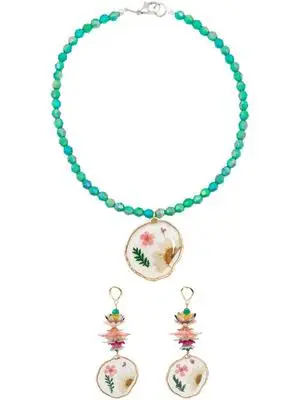 AMIR SLAMA Beaded Necklace And Drop Earrings Set - Multicolour