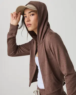 Vuori Vuori Halo Mini Full Zip Hoodie Sable Heather