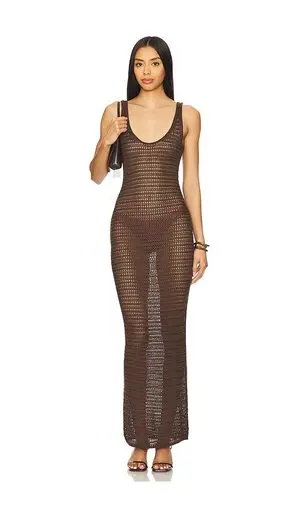 House Of Harlow 1960 X Emilee Maxi Knit Dress - Chocolate Brown