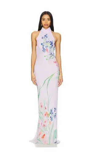 SAU LEE Gillian Halterneck Floral Print Maxi Dress