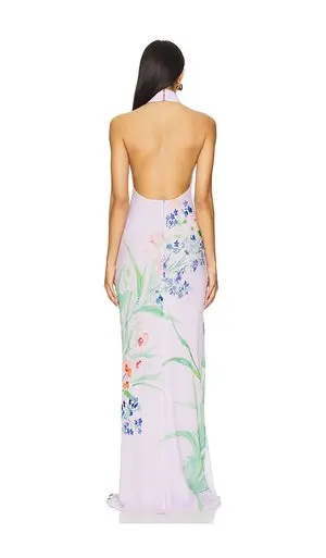 SAU LEE Gillian Halterneck Floral Print Maxi Dress