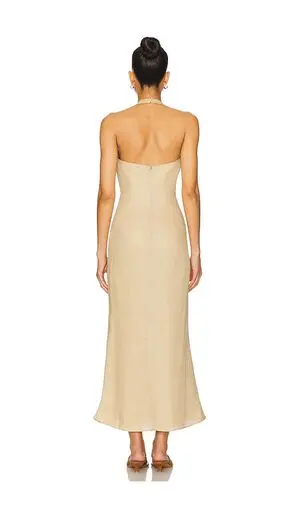 Bardot X Halter Linen Midi Dress