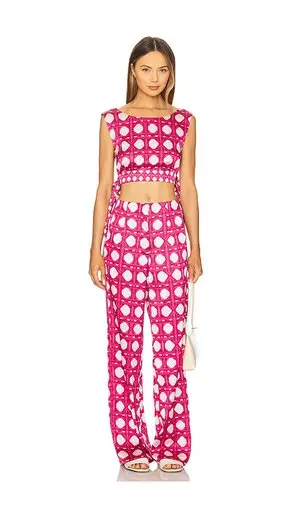 Misa X Revolve Cropped Top With Side Bow Accents - Fuchsia