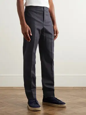 Zegna Straight-leg Linen-twill Trousers - Blue