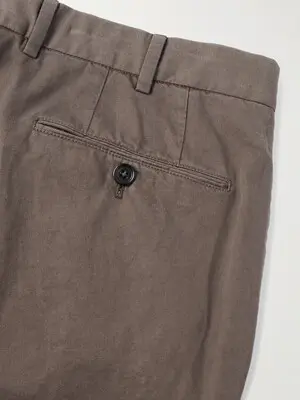 Zegna Slim-fit Tapered Cotton And Linen-blend Twill Trousers - Brown