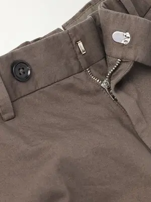 Zegna Slim-fit Tapered Cotton And Linen-blend Twill Trousers - Brown