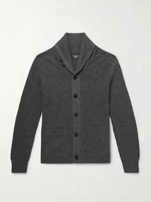 Ralph Lauren Shawl-collar Waffle-knit Cashmere Cardigan - Gray