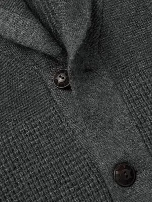 Ralph Lauren Shawl-collar Waffle-knit Cashmere Cardigan - Gray