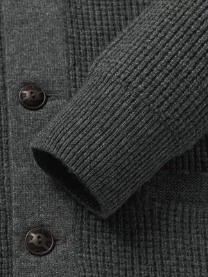 Ralph Lauren Shawl-collar Waffle-knit Cashmere Cardigan - Gray