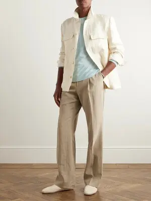 Zegna Mulberry Silk, Cashmere And Linen-blend Sweater - Blue