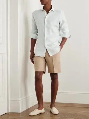 Zegna Straight-leg Linen Shorts - Neutrals