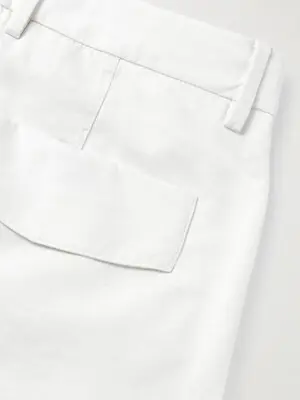 Zegna Straight-leg Pleated Cotton And Linen-blend Twill Shorts - White