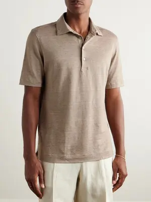 Zegna Linen Polo Shirt - Neutrals