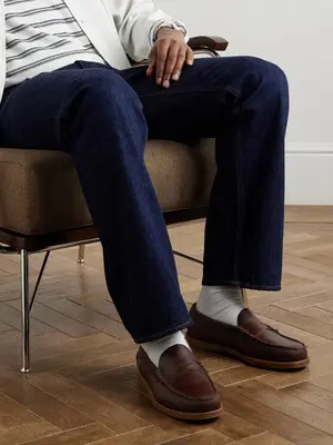SEBAGO Dolphin Waxed-leather Penny Loafers - Brown