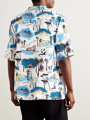 MANAAKI Te Ika A Maui Camp Collar Printed Lyocell-twill Shirt