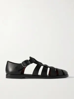 Loro Piana Maxime Walk Leather Sandals - Black