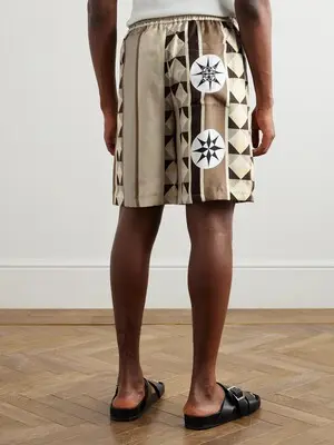 Loewe Straight-leg Printed Silk Shorts - Neutrals