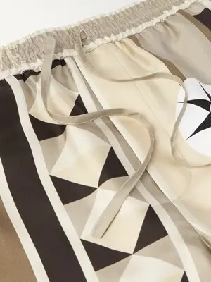 Loewe Straight-leg Printed Silk Shorts - Neutrals