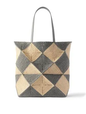 Loewe Puzzle Xl Raffia Tote - Gray